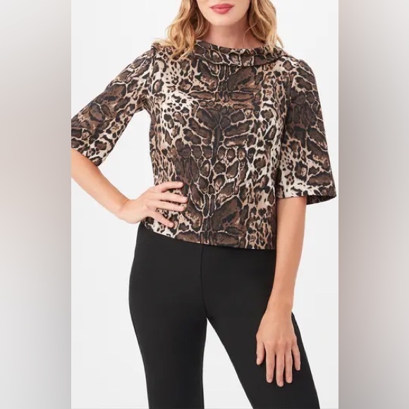 Trina Turk | Tops | Trina Turk Mariel Brown Leopard Print Blouse | Poshmark